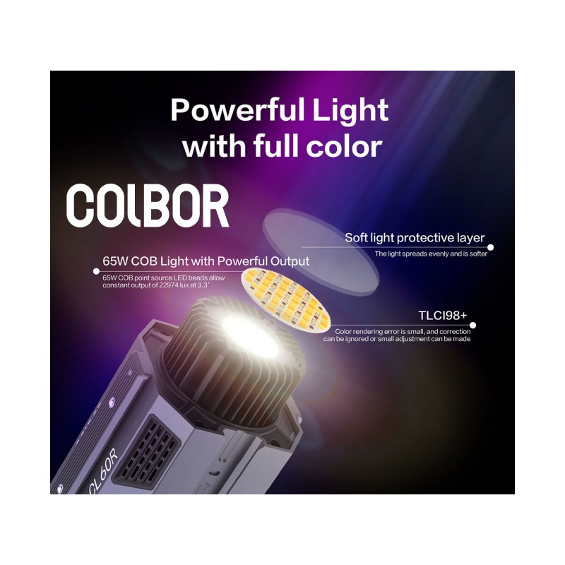 COLBOR COB LUZ MONOLIGHT LED VIDEO RGB CL60R